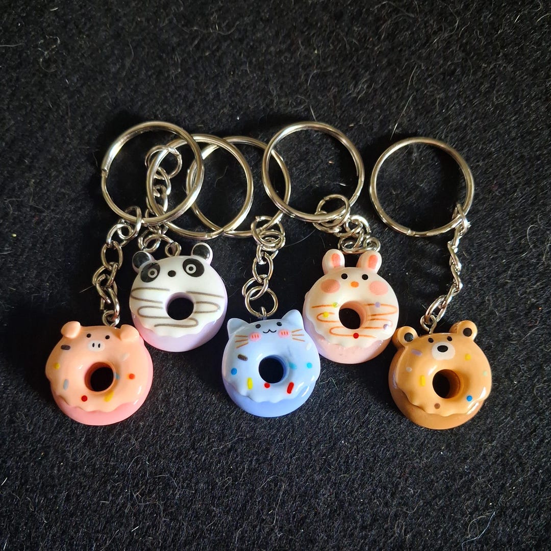 Colourful Resin Donut/doughnut Animal Key Ring/bag Tag - Etsy