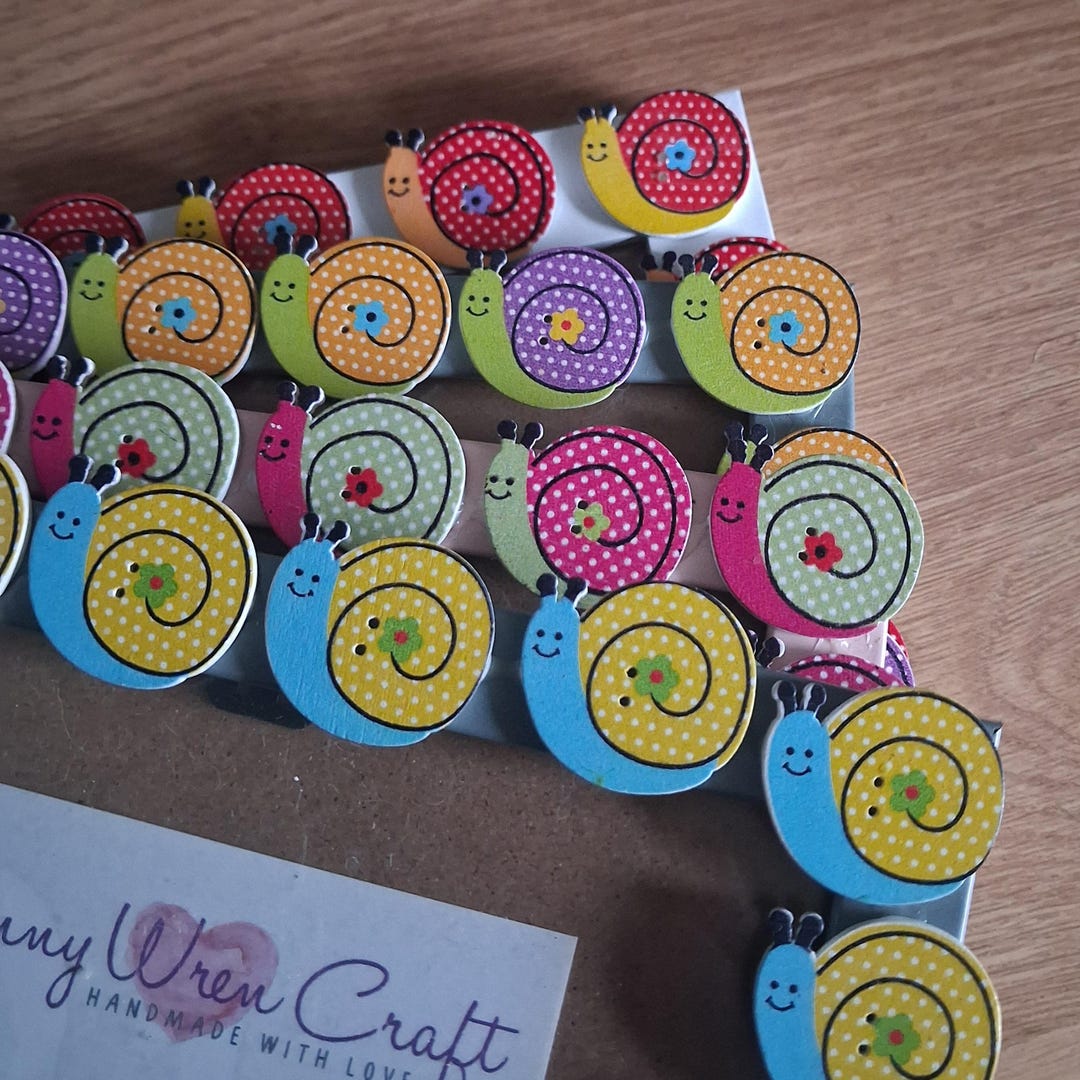 Colourful Wooden Snail Button Photo Frame 4 X 6 Inches - Etsy
