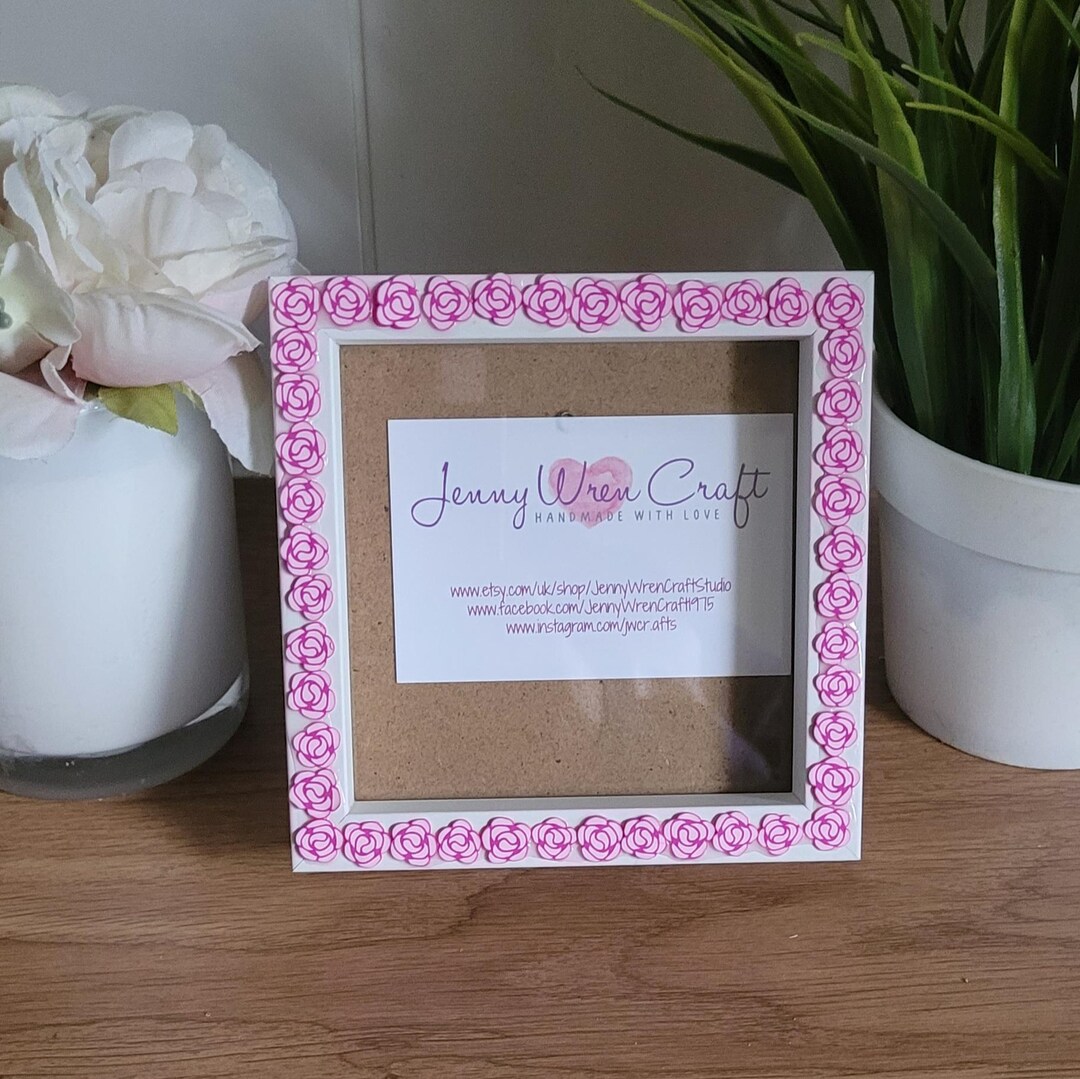 Large Pink Rose Clay Slices Square Photo Frame 4 X 4 Inches - Etsy