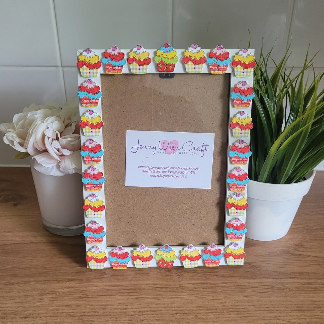 Colourful Wooden Cup Cake Button Photo Frame 5 X 7 Inches - Etsy