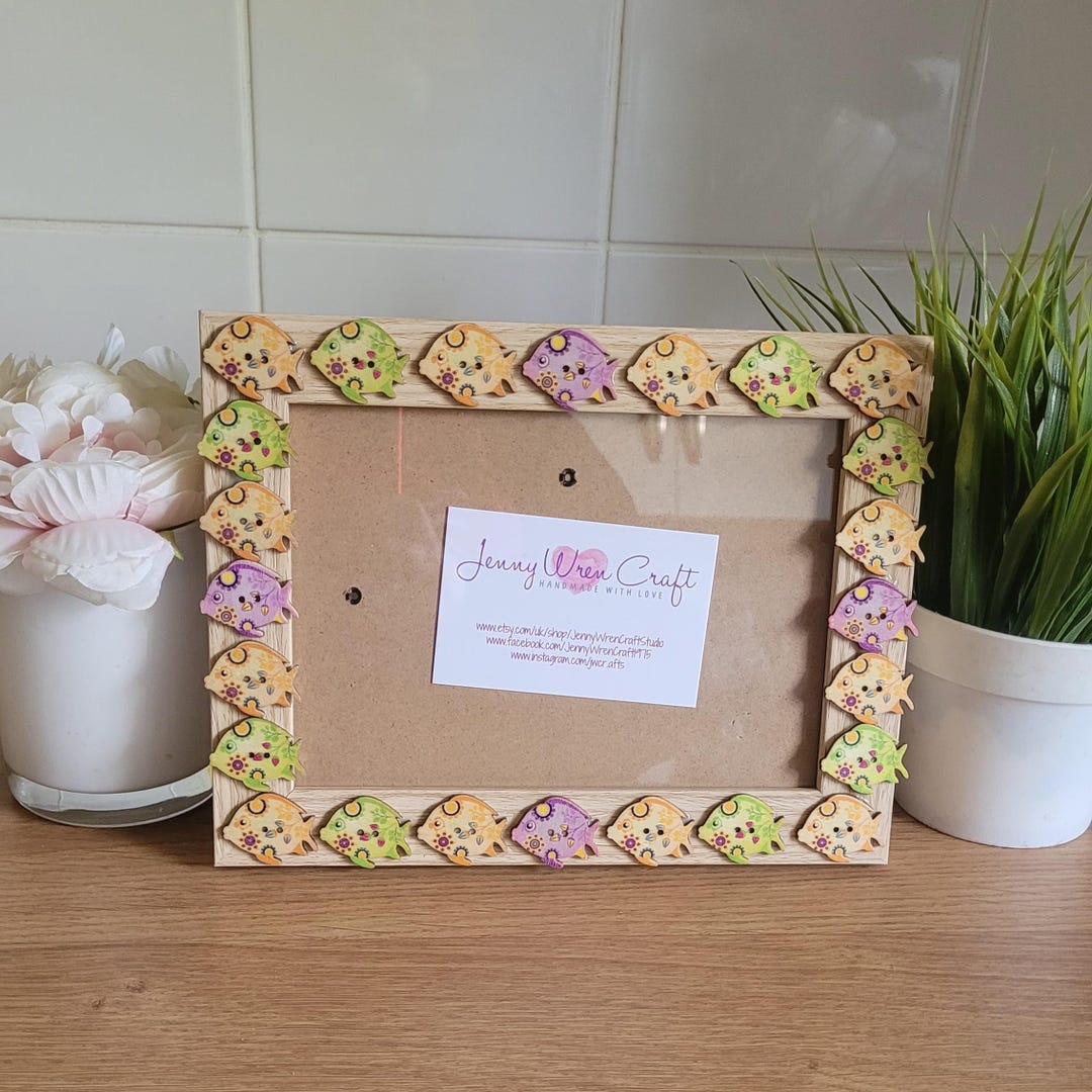 Colourful Wooden Fish Buttons Photo Frame 5 X 7 Inches - Etsy