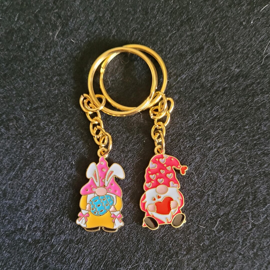 Gold Alloy Enamelled Gnome/gonk Key Ring/bag Tag - Etsy