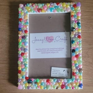 Colourful Acrylic Flat Back Pearl Heart Photo Frame 4 X 6 Inches - Etsy UK