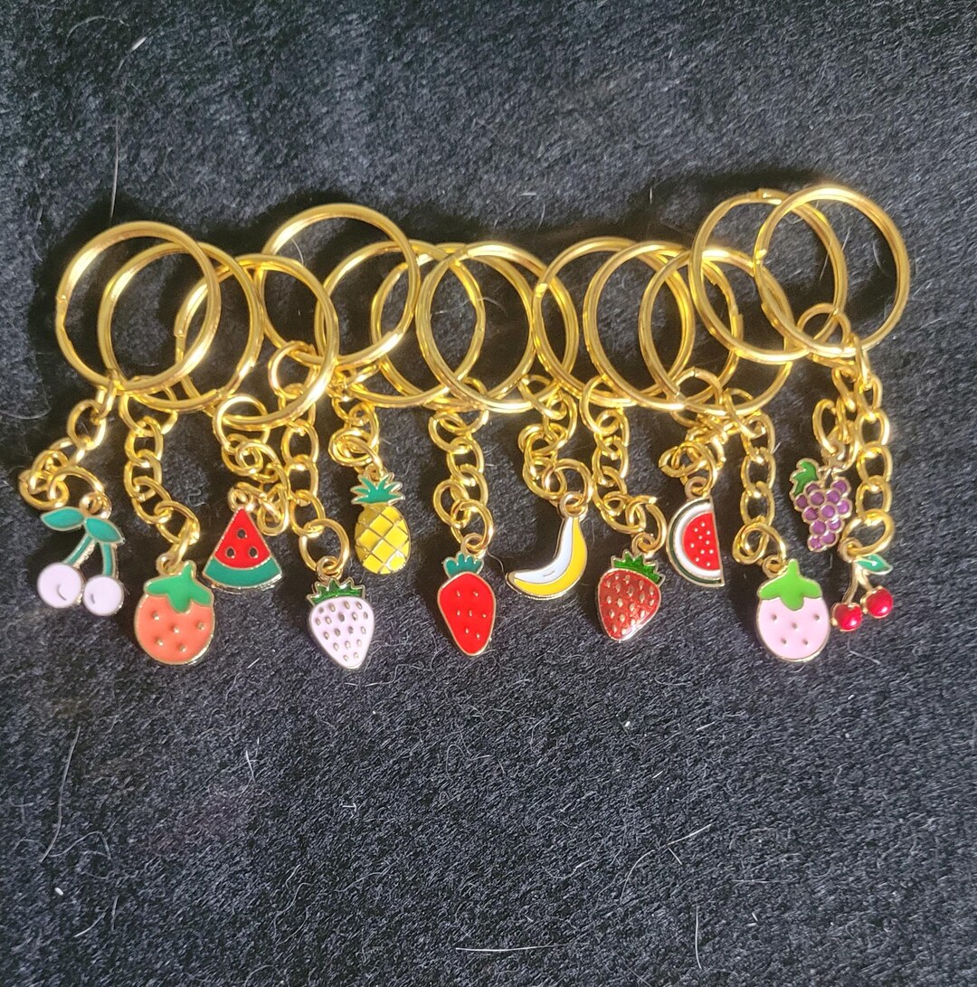 Colourful Enamelled Gold Alloy Fruit Key Ring/bag Tag - Etsy