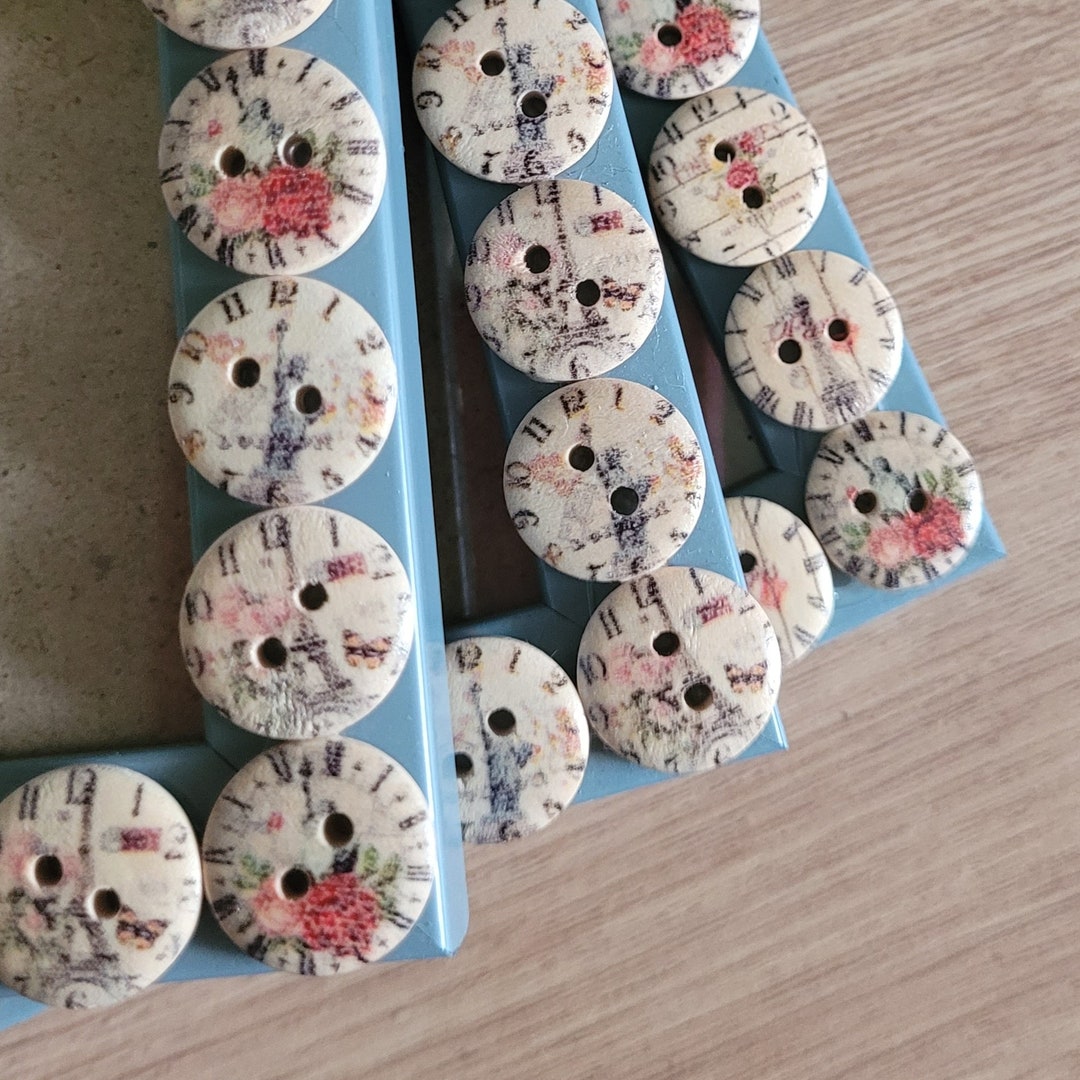 Wooden Floral Clock Face Button Photo Frame 4 X 6 Inches - Etsy