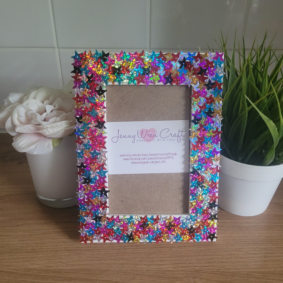 Colourful Star Shaped Sequin Photo Frame 4 X 6 Inches - Etsy