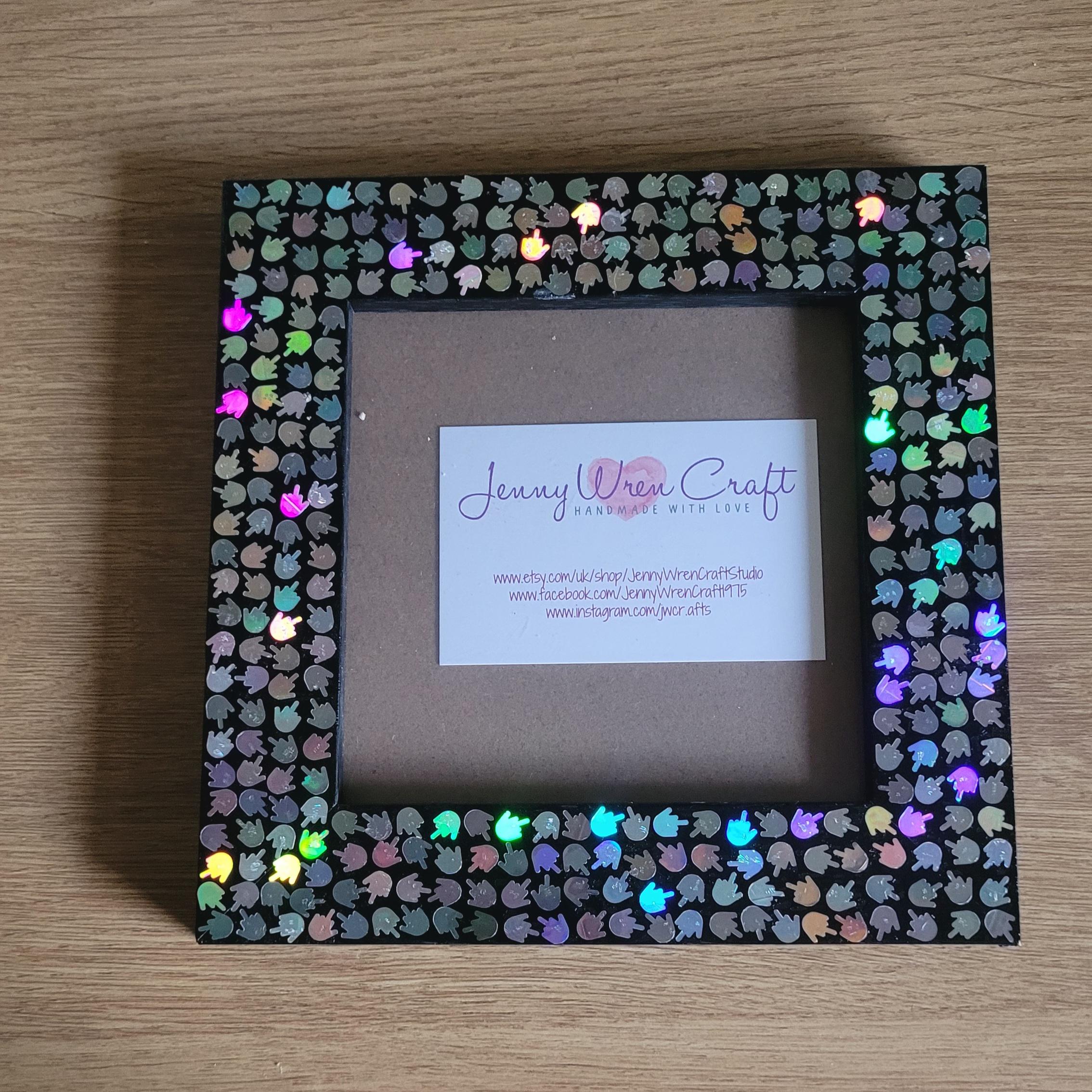 Silver Holographic Middle Finger Confetti Square Photo Frame 5 X 5 ...