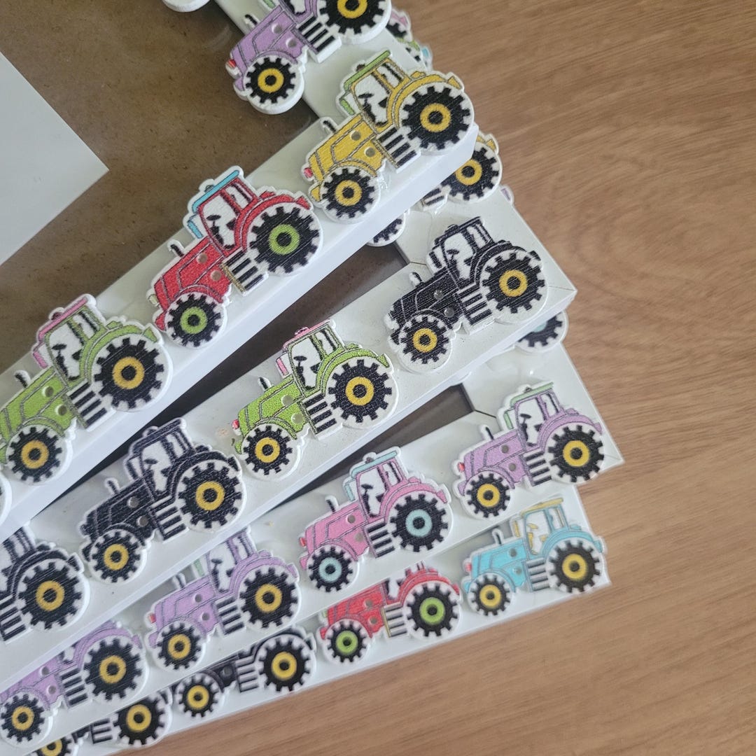 Colourful Wooden Tractor Button Photo Frame 4 X 6 Inches - Etsy