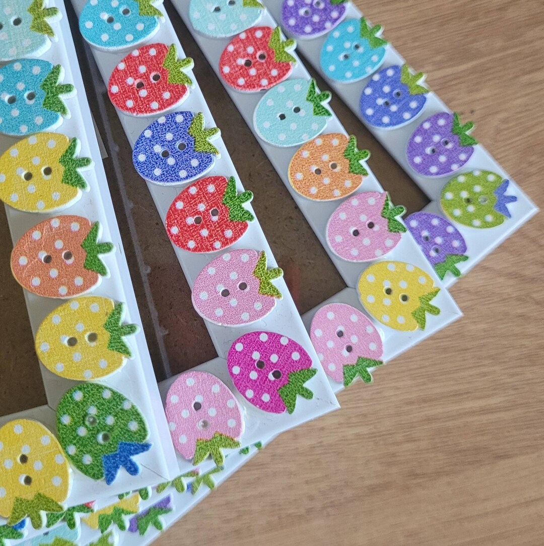 Colourful Wooden Strawberry Button Photo Frame 4 X 6 Inches - Etsy