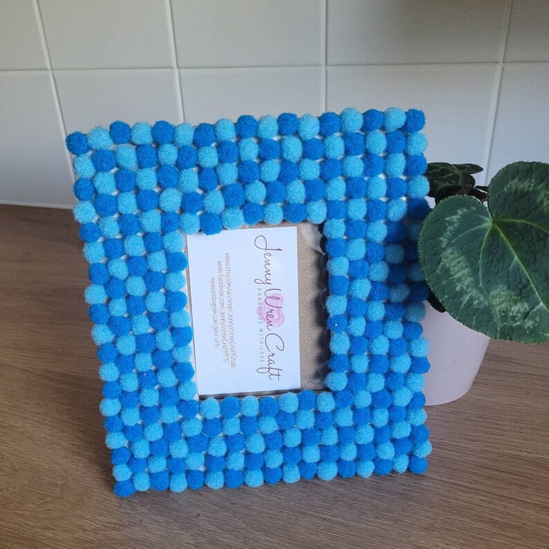 Wide Rectangular Blue Felt Ball Photo Frame 3 X 3.5 Inches | Etsy