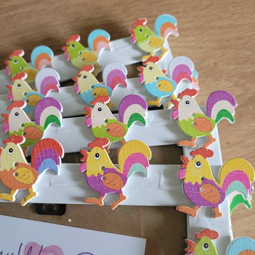 Colourful Wooden Rooster/cockerel Button Photo Frame 4 X 6 Inches - Etsy