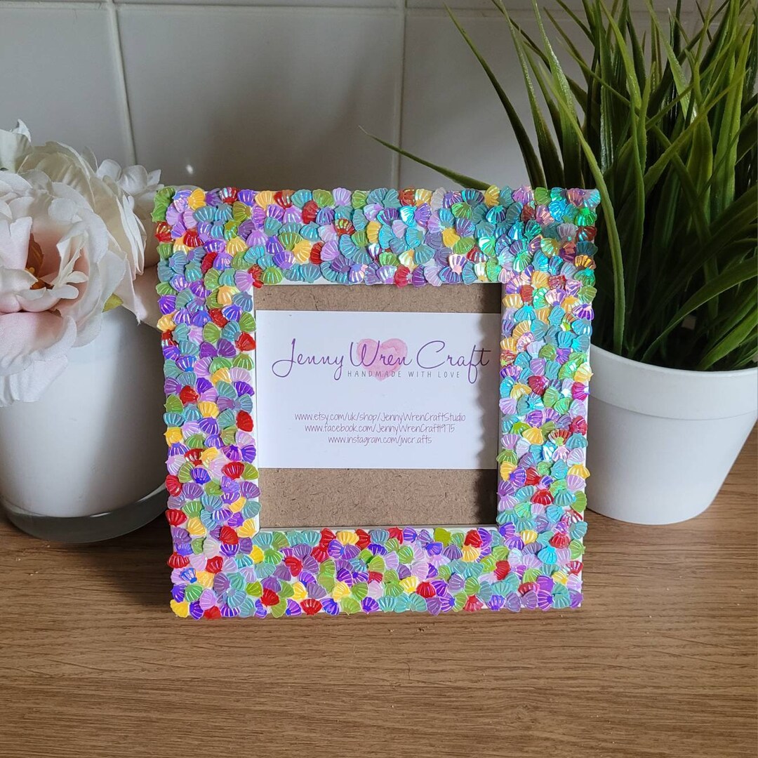 Colourful Shell Sequin Square Photo Frame 4 X 4 Inches - Etsy
