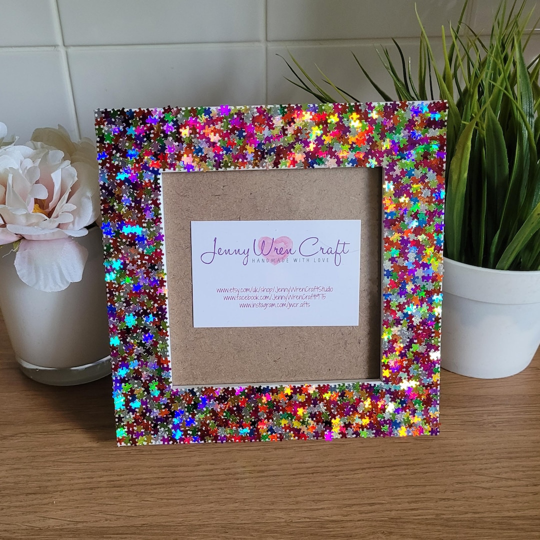 Colourful Puzzle Piece Glitter Square Photo Frame 5 X 5 Inches - Etsy