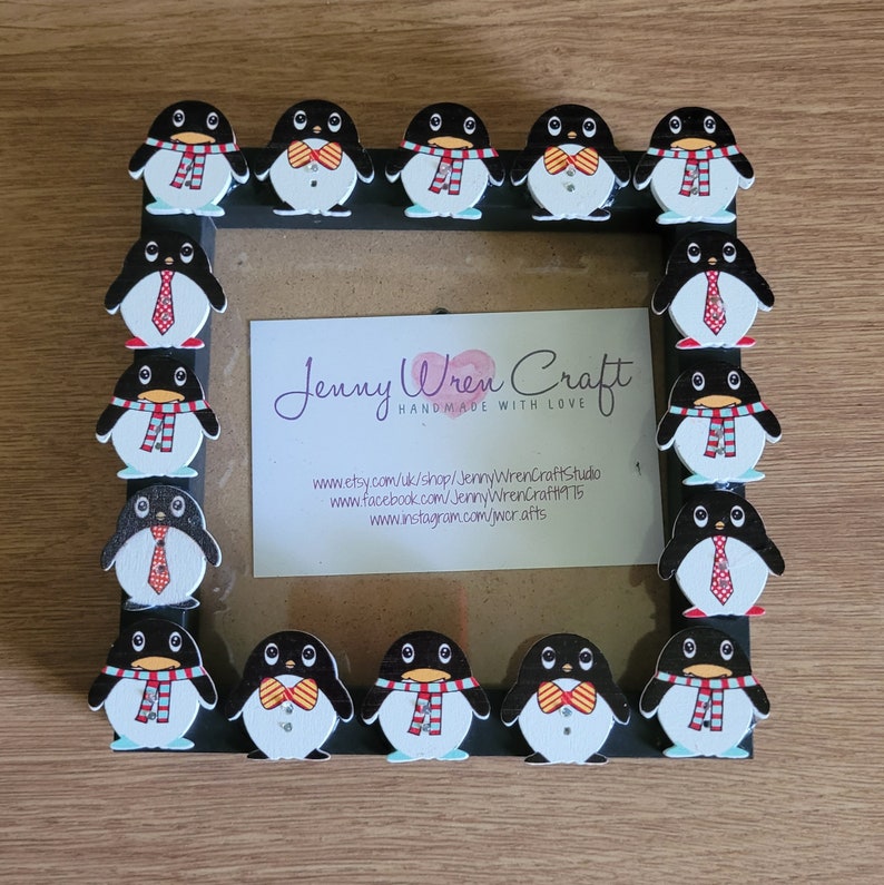 Cartoon Penguin Wooden Button Square Photo Frame 4 X 4 Inches - Etsy