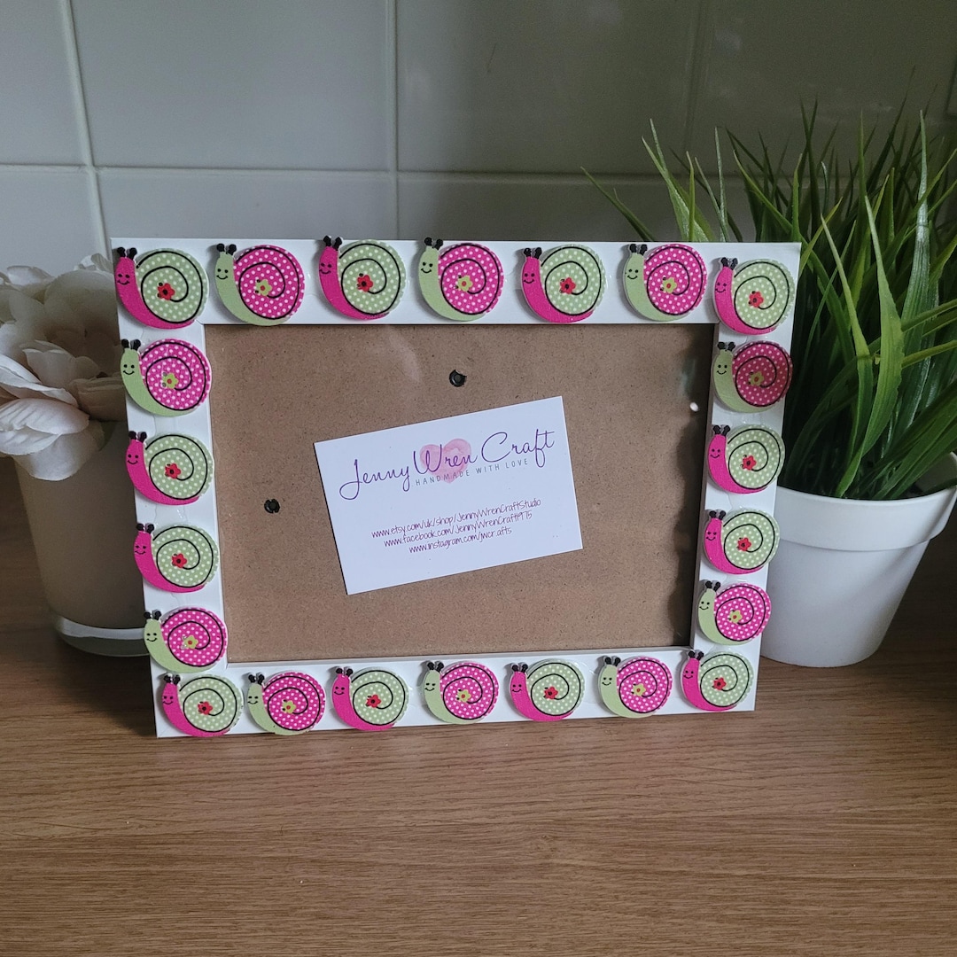 Colourful Wooden Snail Button Photo Frame 5 X 7 Inches - Etsy