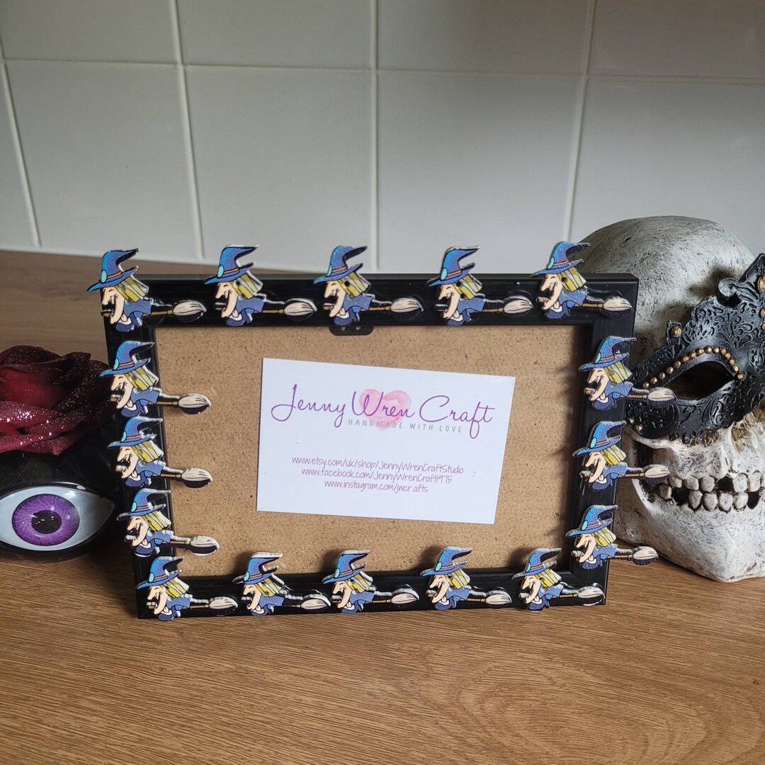 Wooden Witch Button Photo Frame 4 X 6 Inches - Etsy