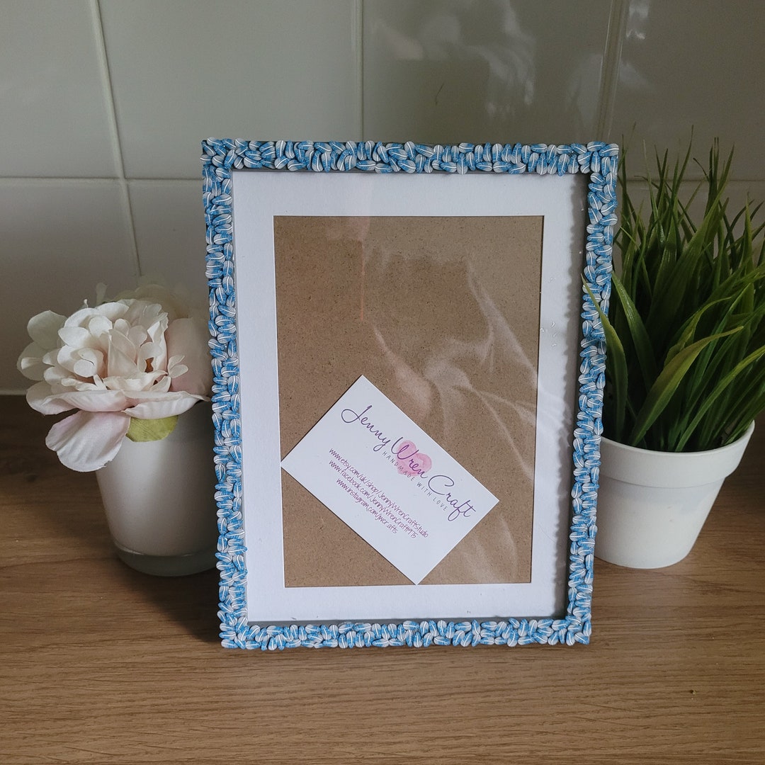 Grey and Blue Feather Clay Slices Photo Frame 6 X 8 Inches - Etsy