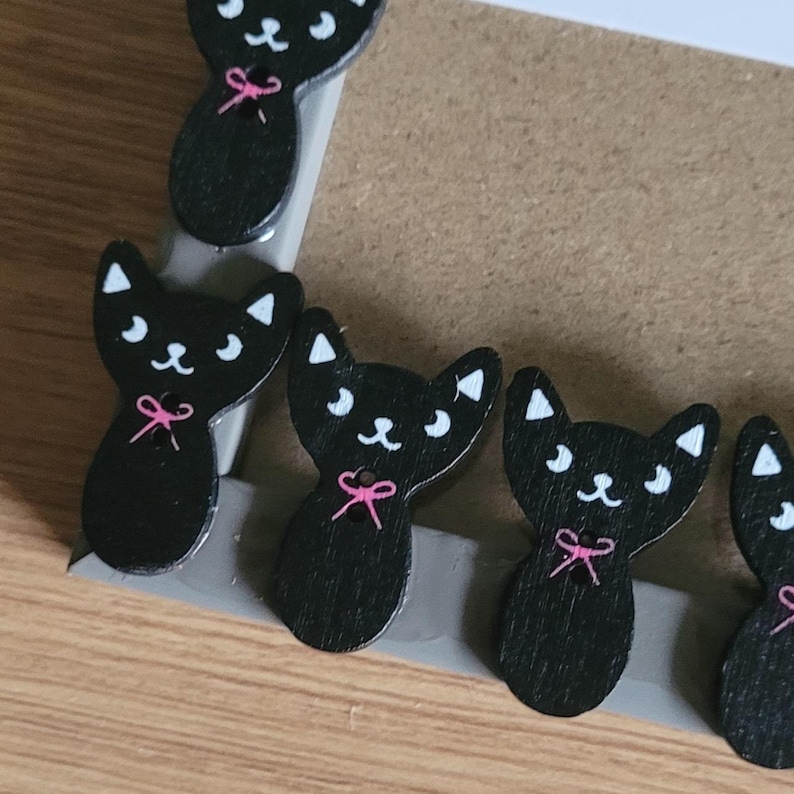Black Cat Wooden Button Photo Frame 4 X 6 Inches - Etsy