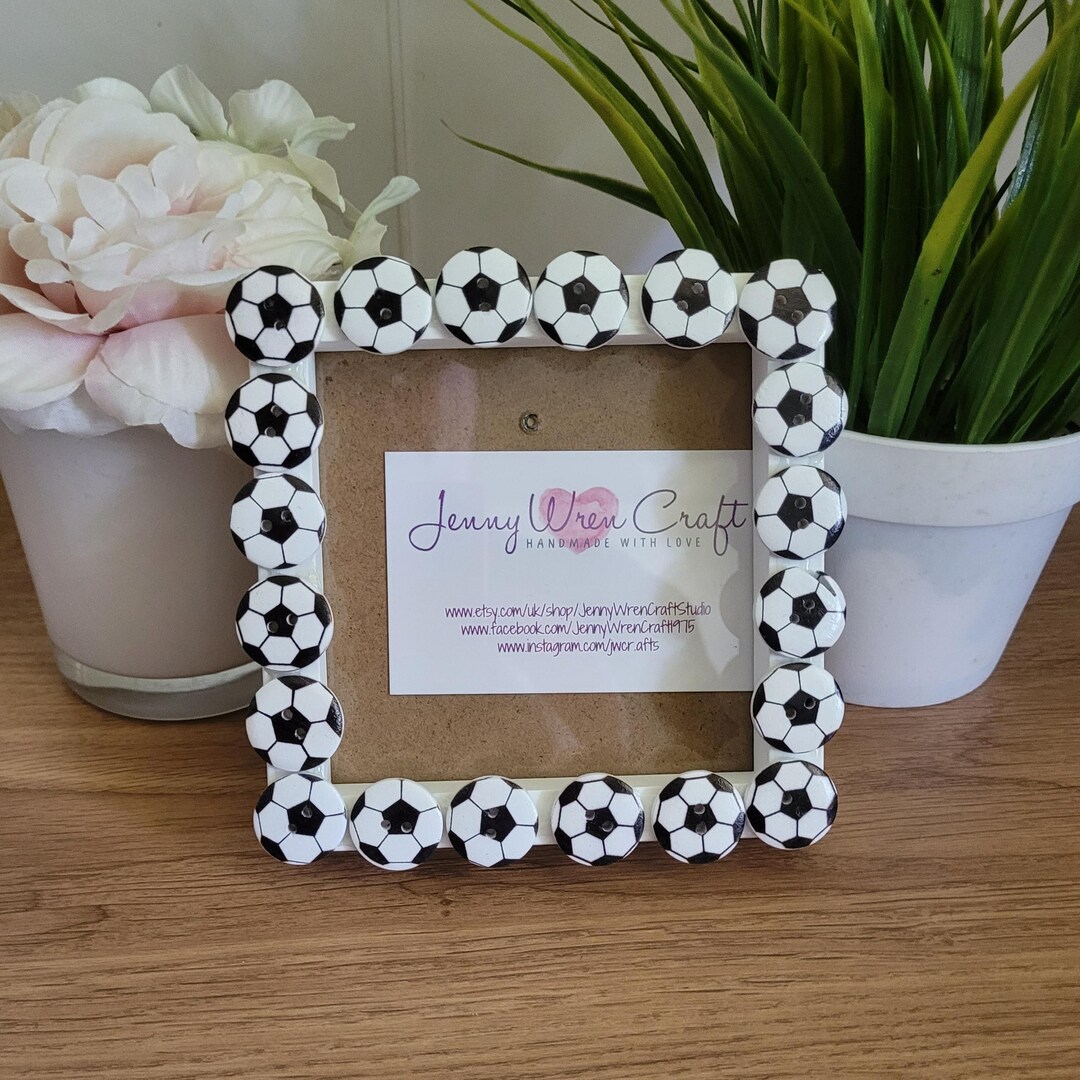 Football/soccer Wooden Button Square Photo Frame 4 X 4 Inches - Etsy