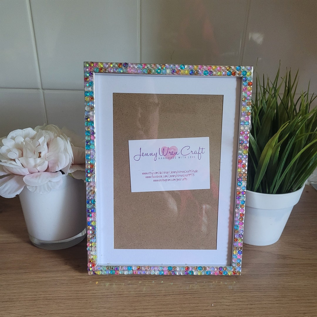 Colourful Clear Crystal Rhinestone Photo Frame 5 X 7 Inches With Border ...