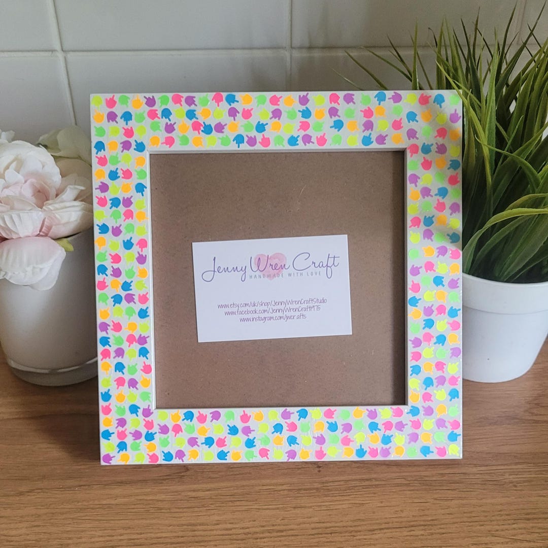 Colourful Neon Middle Finger Confetti Square Photo Frame 6 X 6 Inches ...