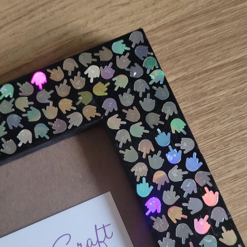 Silver Holographic Middle Finger Confetti Square Photo Frame 5 X 5 ...
