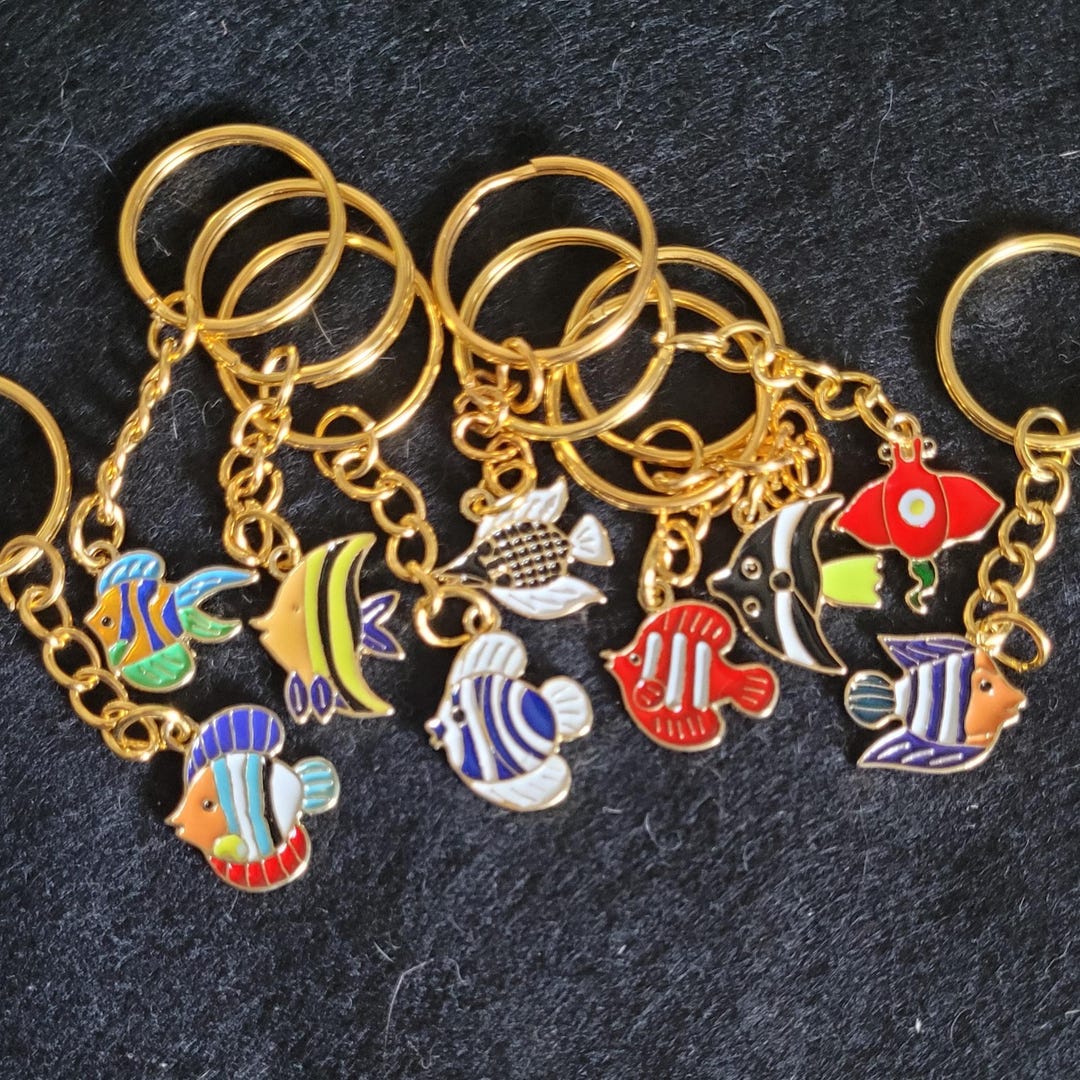 Colourful Enamelled Gold Alloy Fish Key Ring/bag Charm - Etsy
