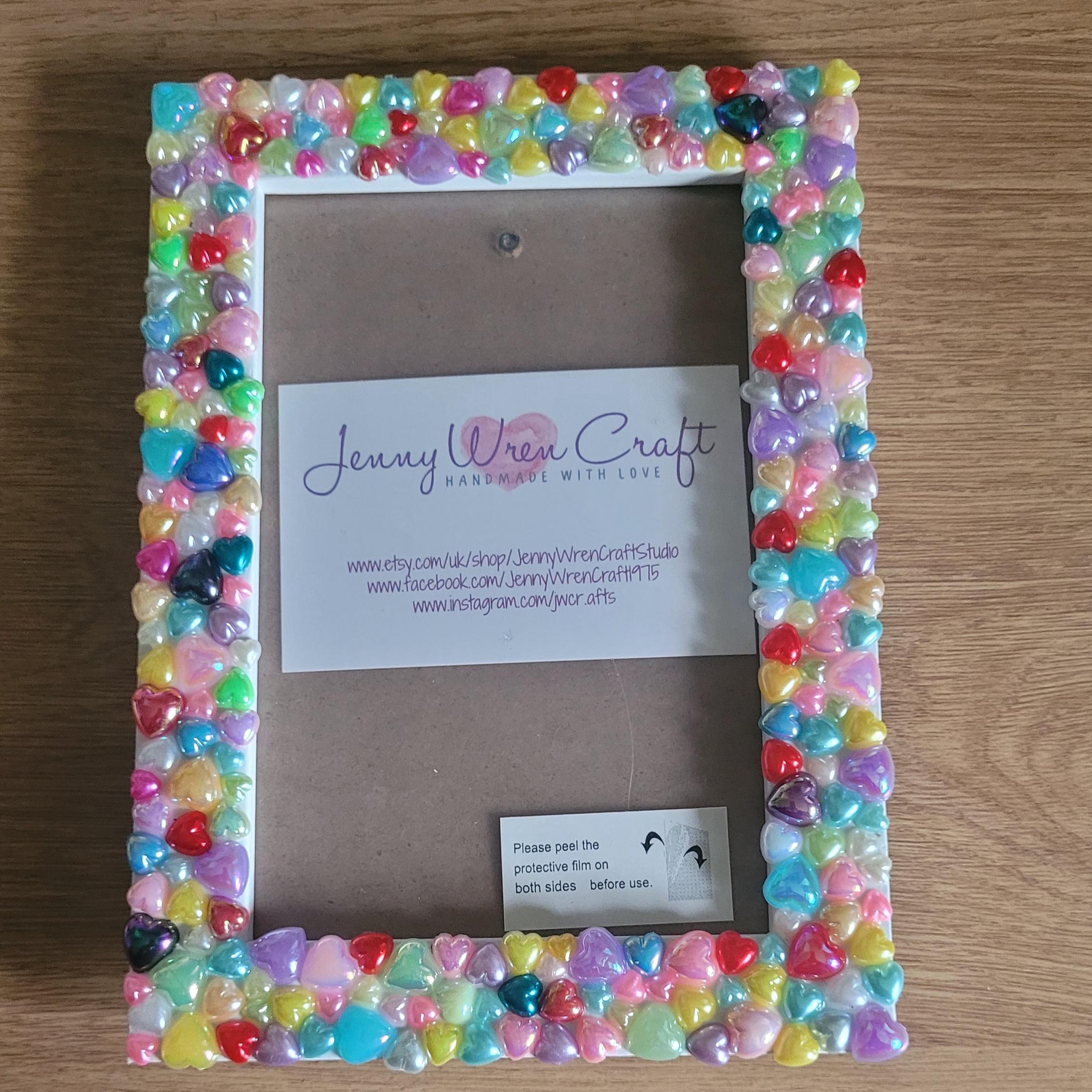 Colourful Acrylic Flat Back Pearl Heart Photo Frame 4 X 6 Inches - Etsy UK