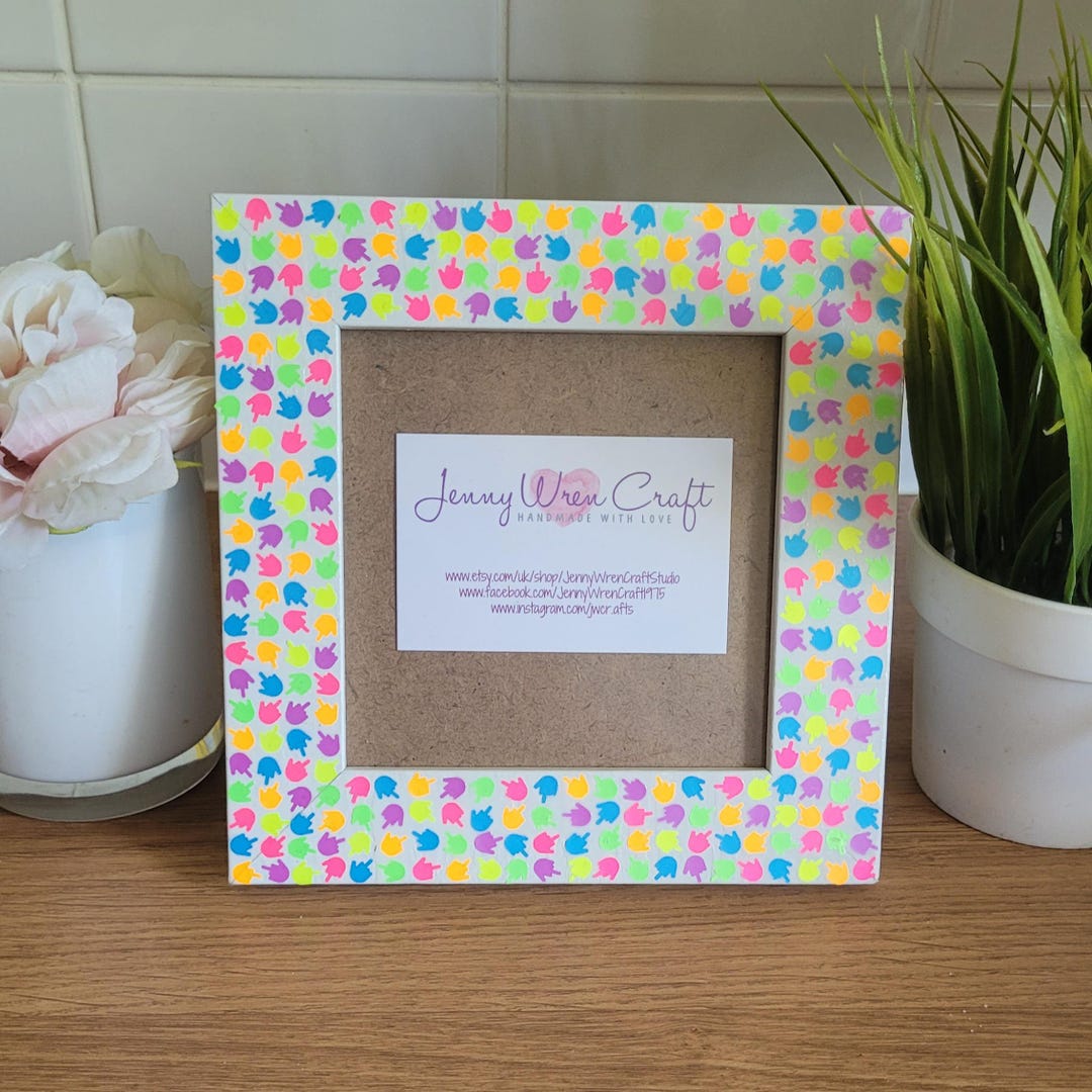 Colourful Neon Middle Finger Confetti Square Photo Frame 5 X 5 Inches ...