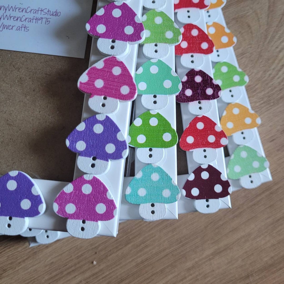 Colourful Wooden Mushroom Shaped Button Photo Frame 4 X 6 - Etsy