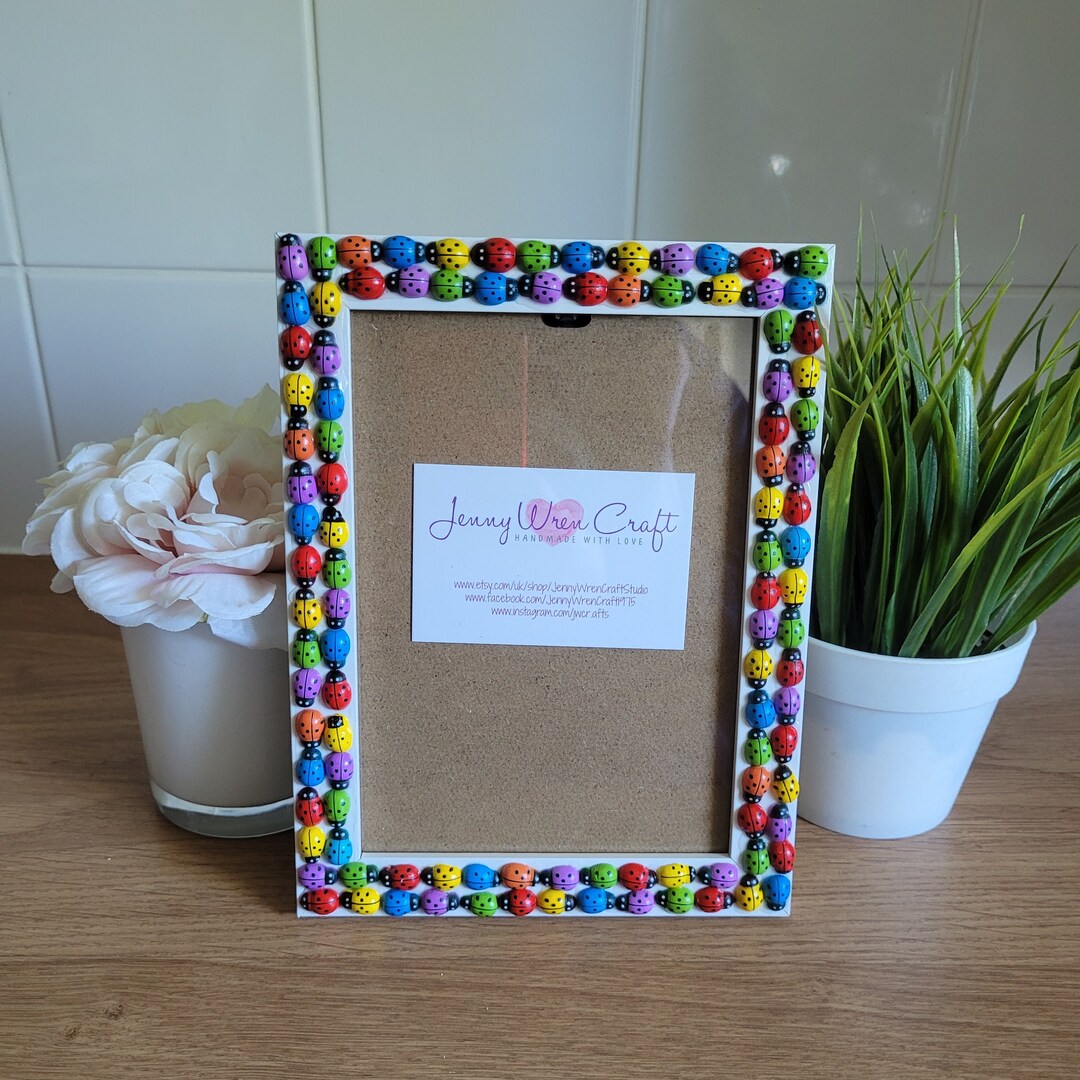 Rainbow Wooden Ladybird/ladybug Decal Photo Frame 5 X 7 Inches - Etsy