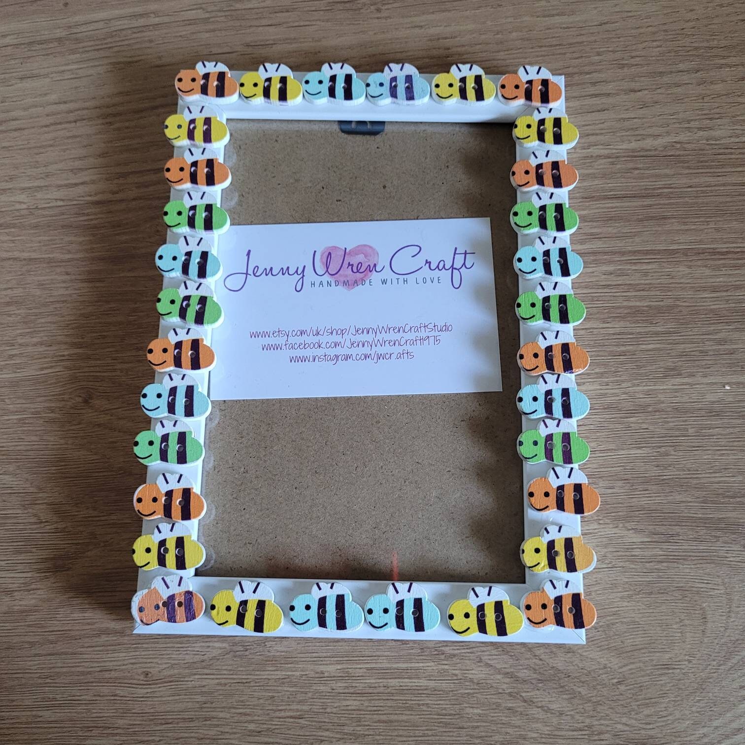 Frames Framing Wooden Bee Button Photo Frame 4 x 6 inches Materials ...