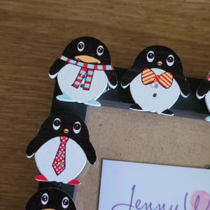 Cartoon Penguin Wooden Button Square Photo Frame 4 X 4 Inches - Etsy