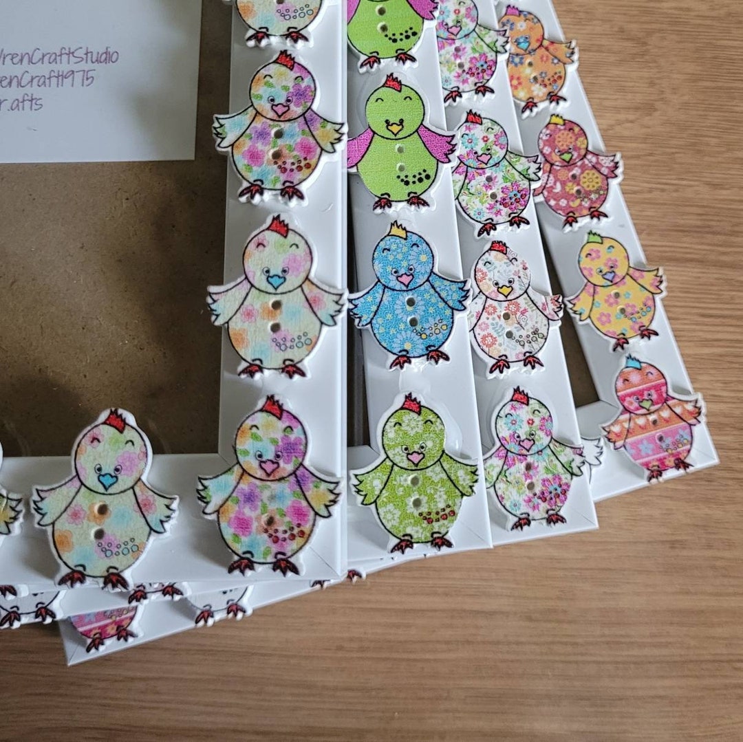 Colourful Wooden Chick Button Photo Frame 4 X 6 Inches - Etsy