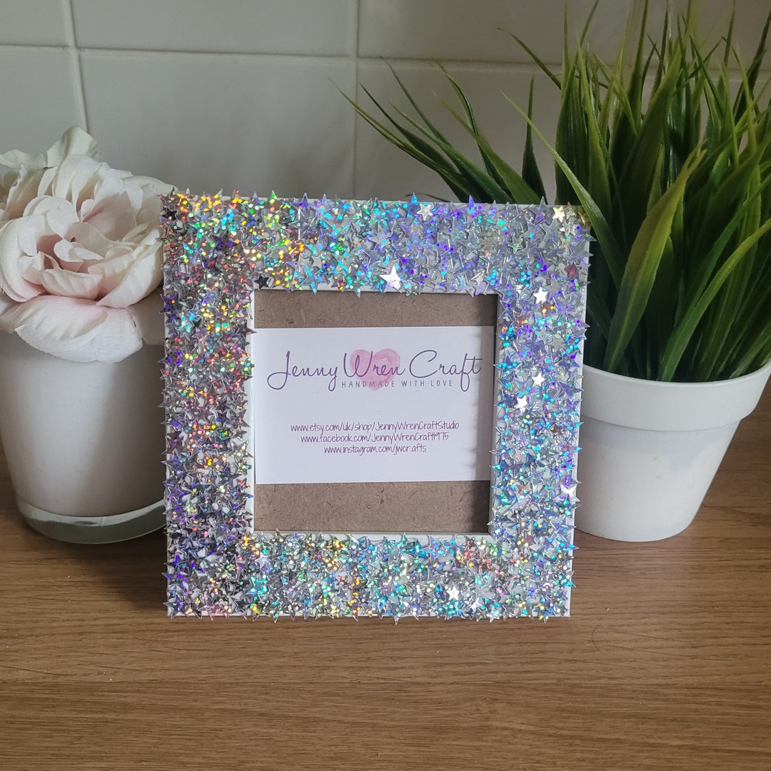 Silver Holographic Star Sequin Square Photo Frame 4 X 4 Inches - Etsy