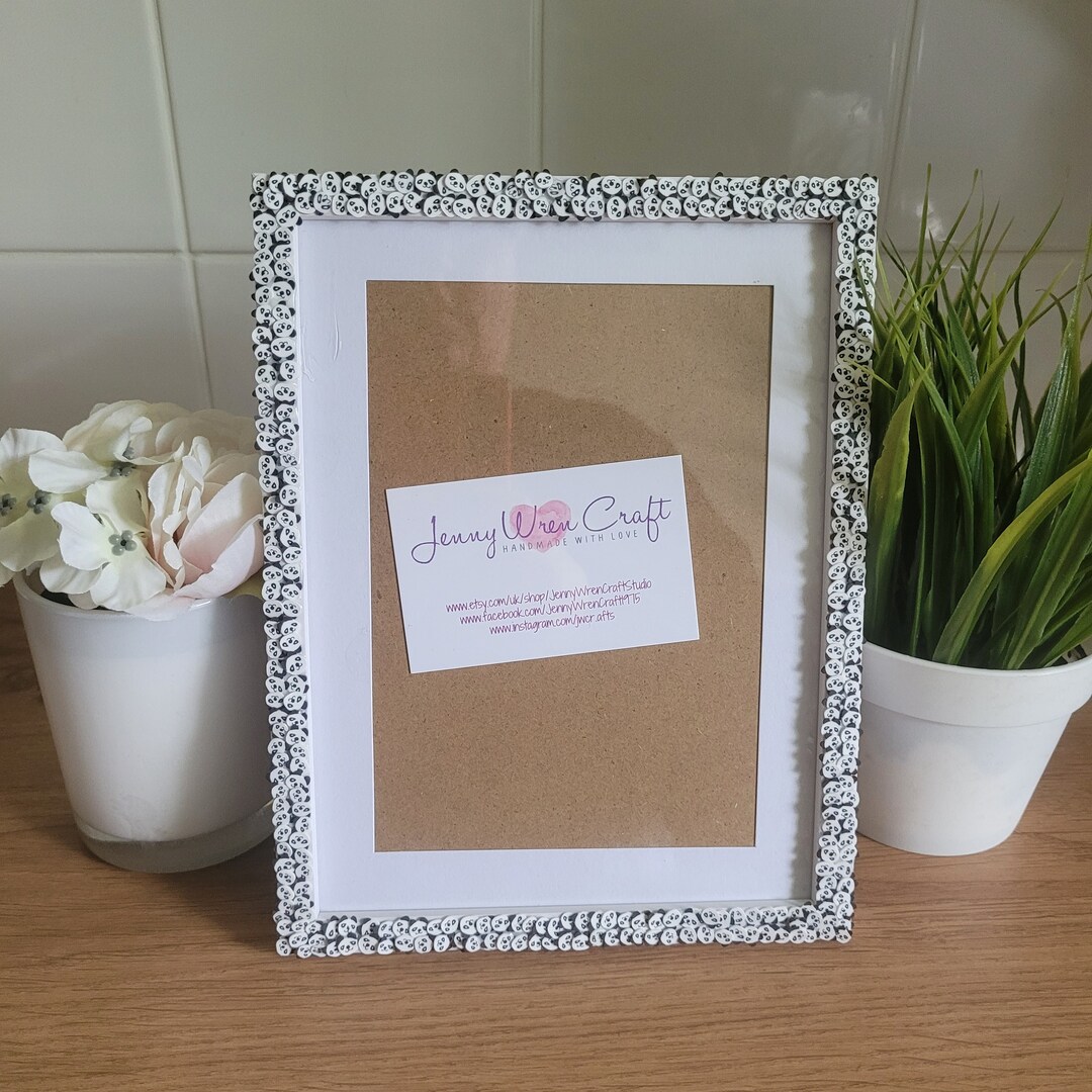 Monochrome Panda Face Clay Slices Photo Frame 5 X 7 Inches With Border ...