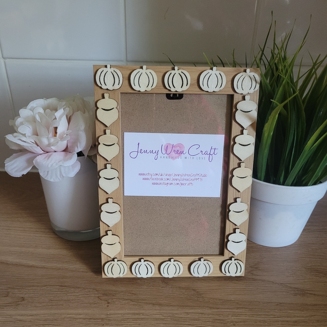 Wooden Acorn and Pumpkin Decal Photo Frame 4 X 6 Inches - Etsy