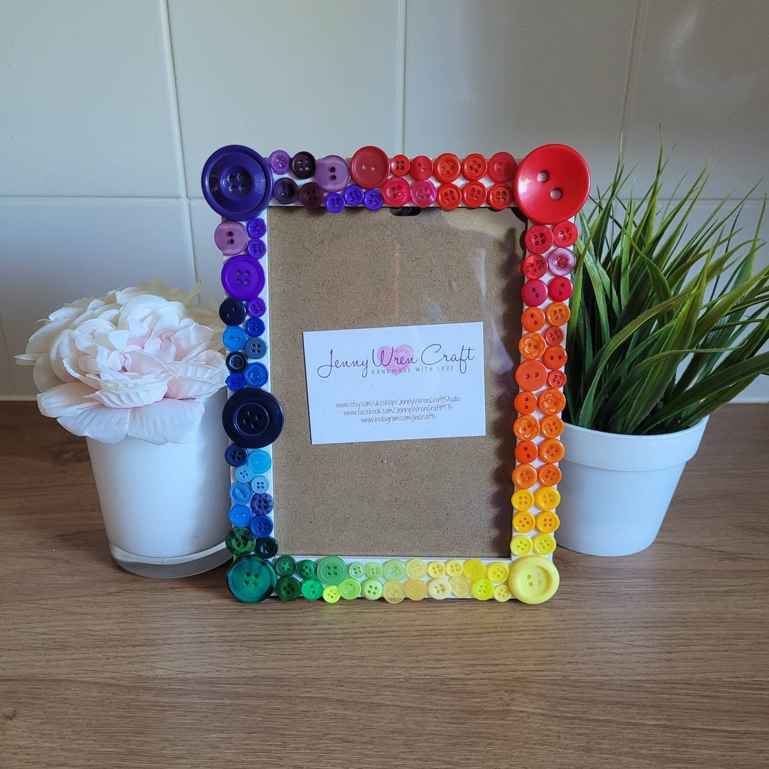 Rainbow Recycled Acrylic Button Photo Frame 5 X 7 Inches - Etsy