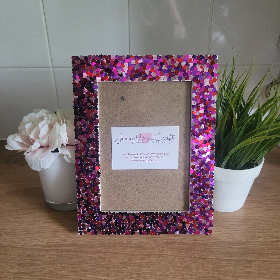 Pink, Red and Purple Heart Sequin Photo Frame 5 X 7 Inches - Etsy