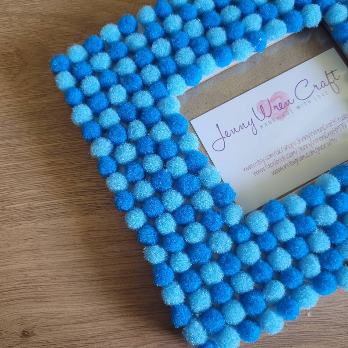 Wide Rectangular Blue Felt Ball Photo Frame 3 X 3.5 Inches | Etsy