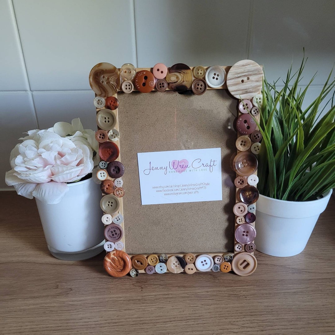 Recycled Brown Acrylic Button Photo Frame 5 X 7 Inches - Etsy