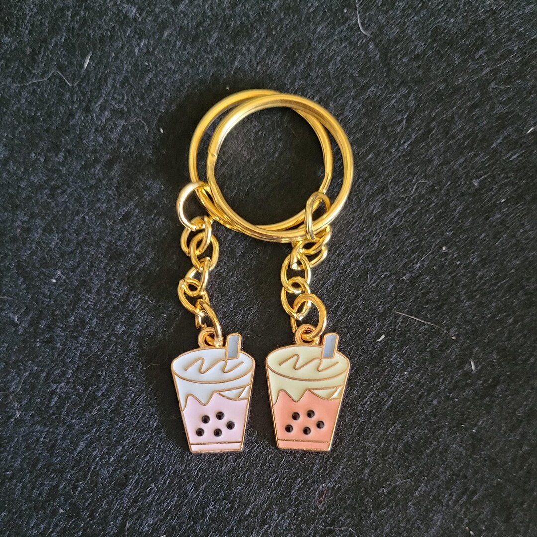 Enamelled Gold Alloy Bubble Tea Key Ring/bag Tag - Etsy