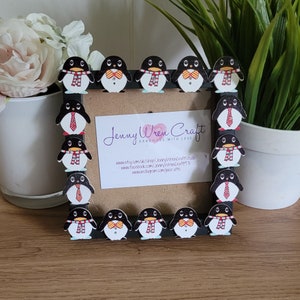 Cartoon Penguin Wooden Button Square Photo Frame 4 X 4 Inches - Etsy