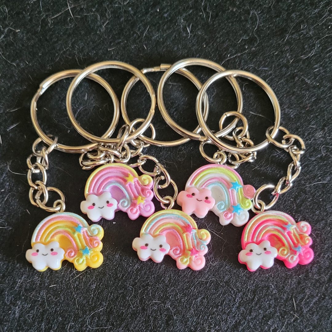 Colourful Resin Cloud and Rainbow Key Ring/bag Charm - Etsy