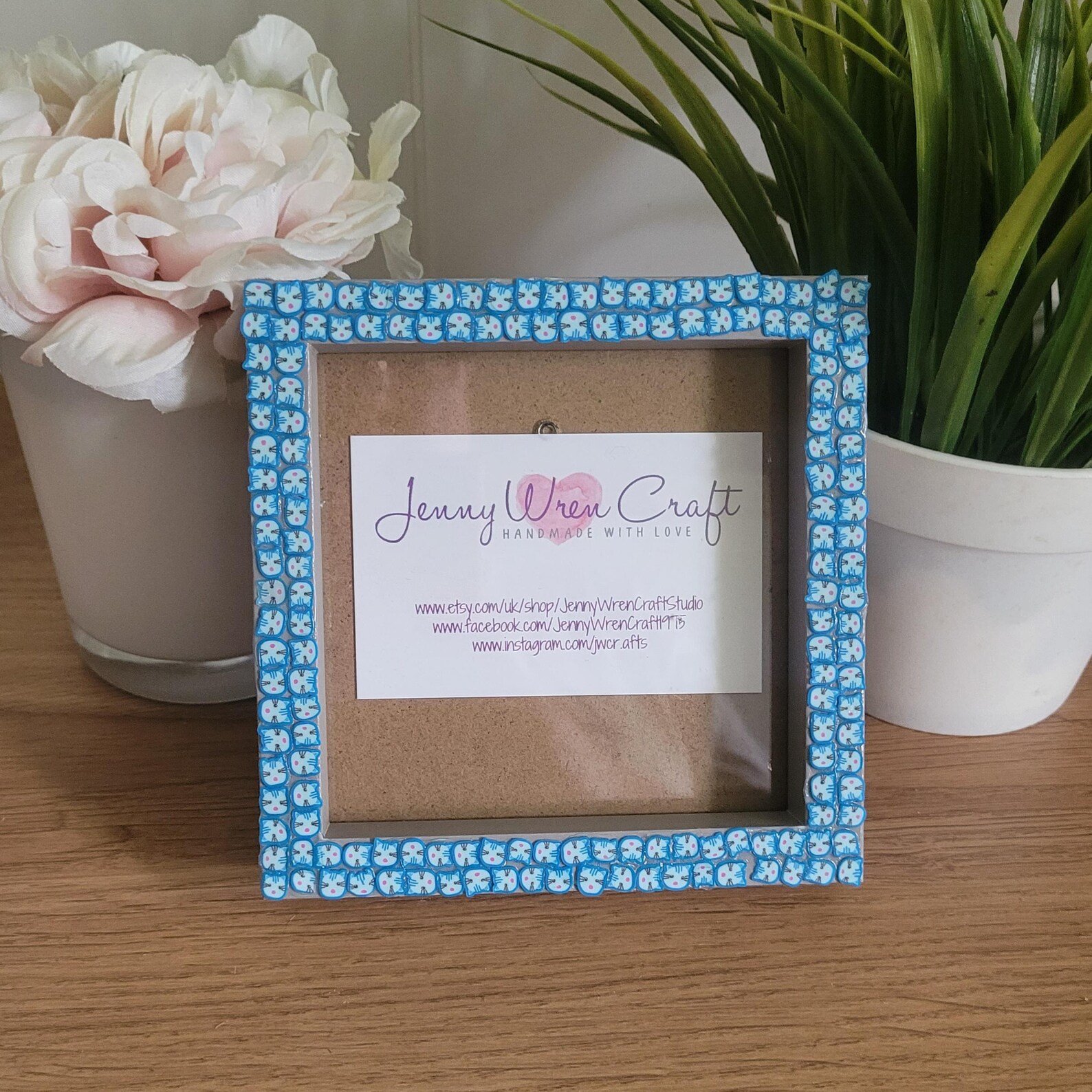 Blue Cat Face Clay Slices Square Photo Frame 4 X 4 Inches - Etsy