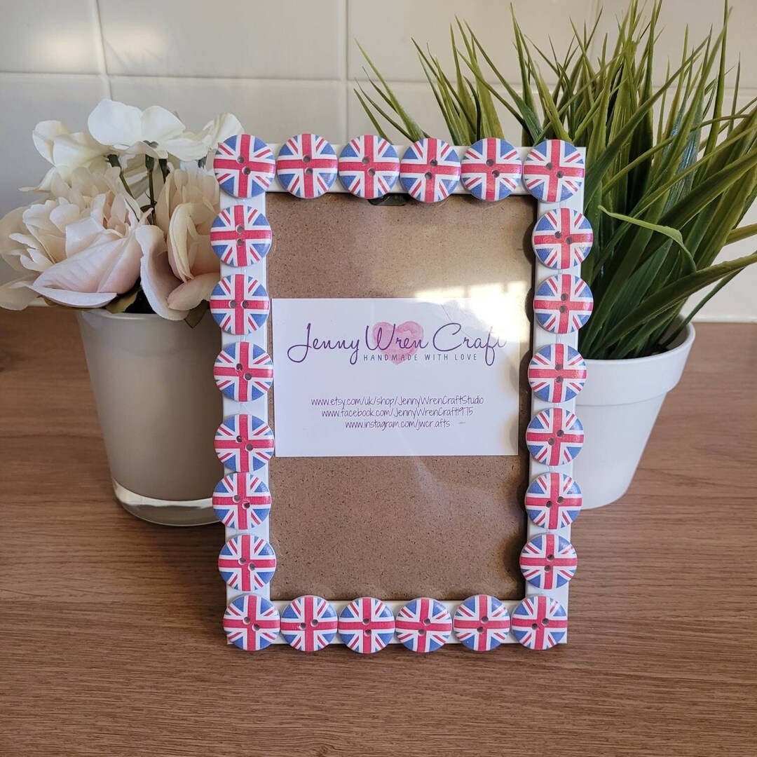 Wooden Union Jack Button Photo Frame 4 X 6 Inches - Etsy