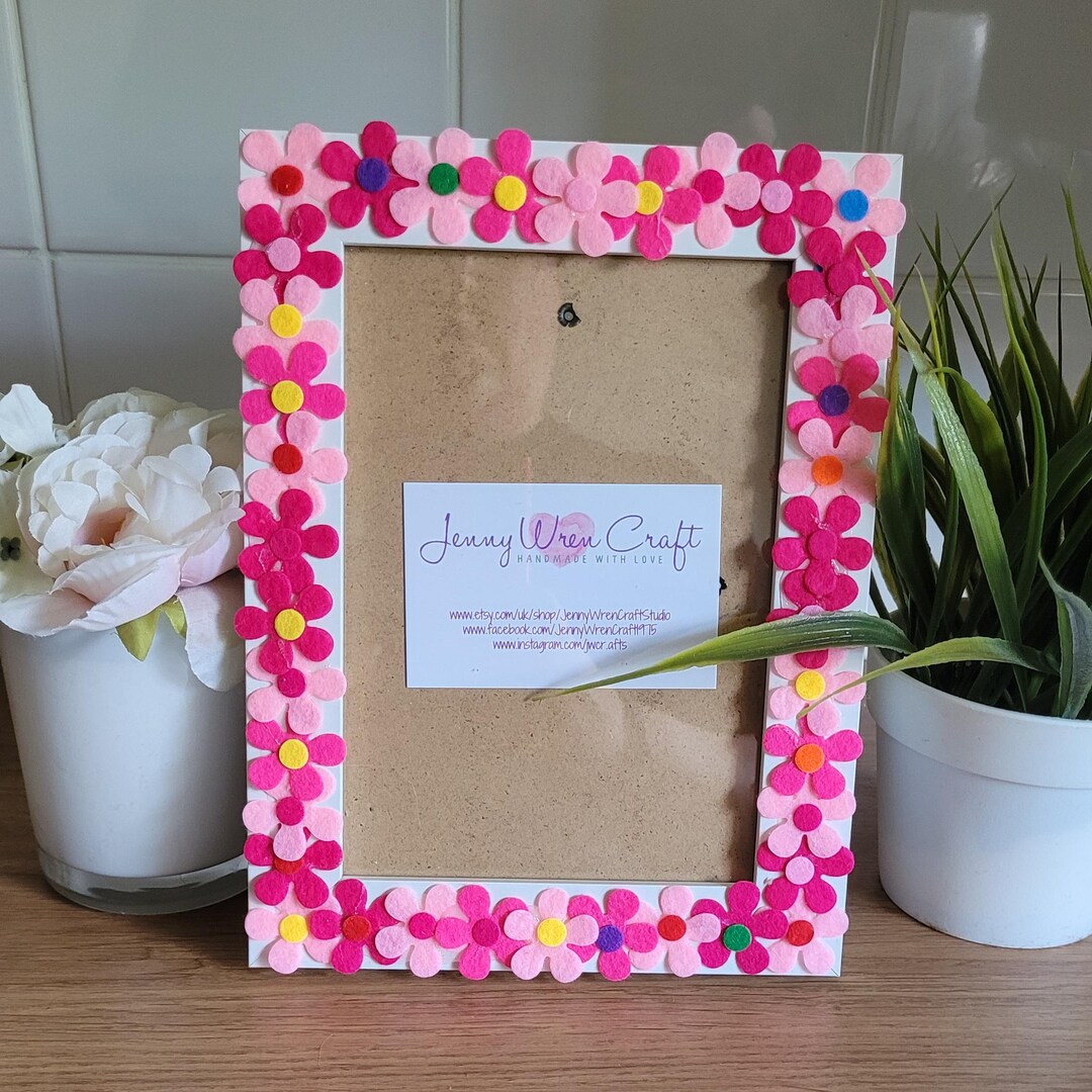Pink Felt Flower Photo Frame 5 X 7 Inches - Etsy