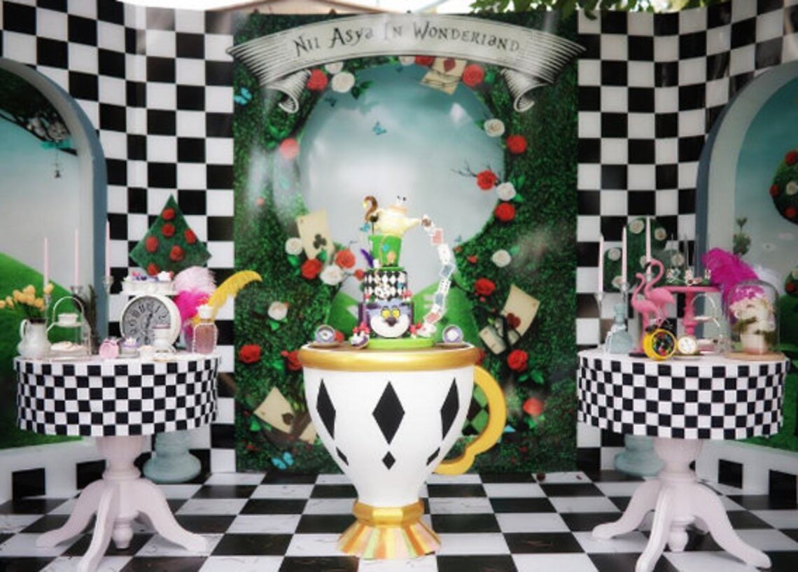 Alice in Wonderland Backdrop Birthday Party Set - Etsy