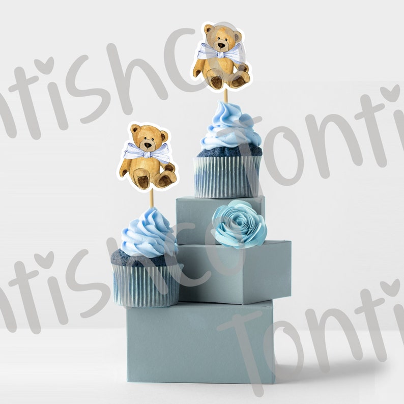 Teddy Bear Cupcake Toppers, Printable, First Birthday, Digital ...