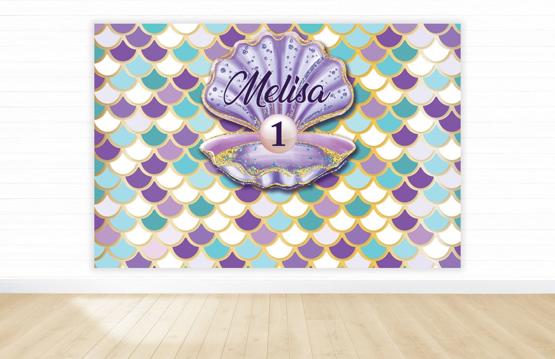 Personalized Mermaid Backdrop Personalized Printable First - Etsy